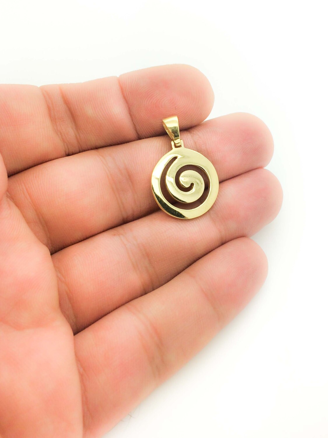 Greek Spiral Pendant, Spiral Gold Pendant, Solid Gold Spiral, Minimal ...