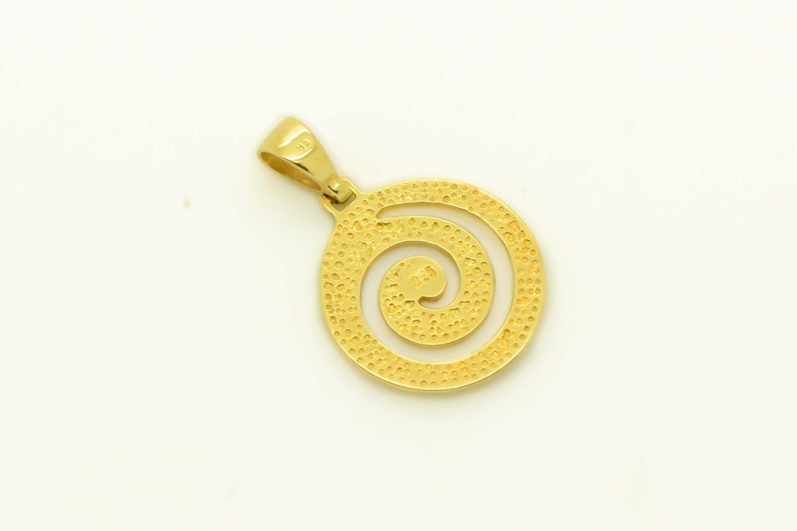 Greek Spiral Pendant, Spiral Gold Pendant, Solid Gold Spiral, Minimal ...