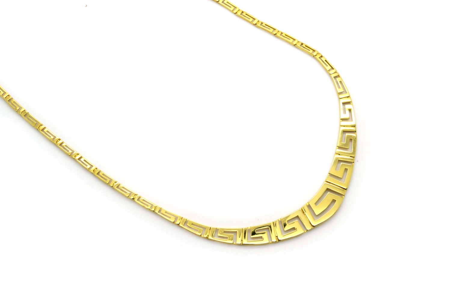 Greek Key Gold Necklace, 14K Solid Gold Necklace, Greek Meander ...