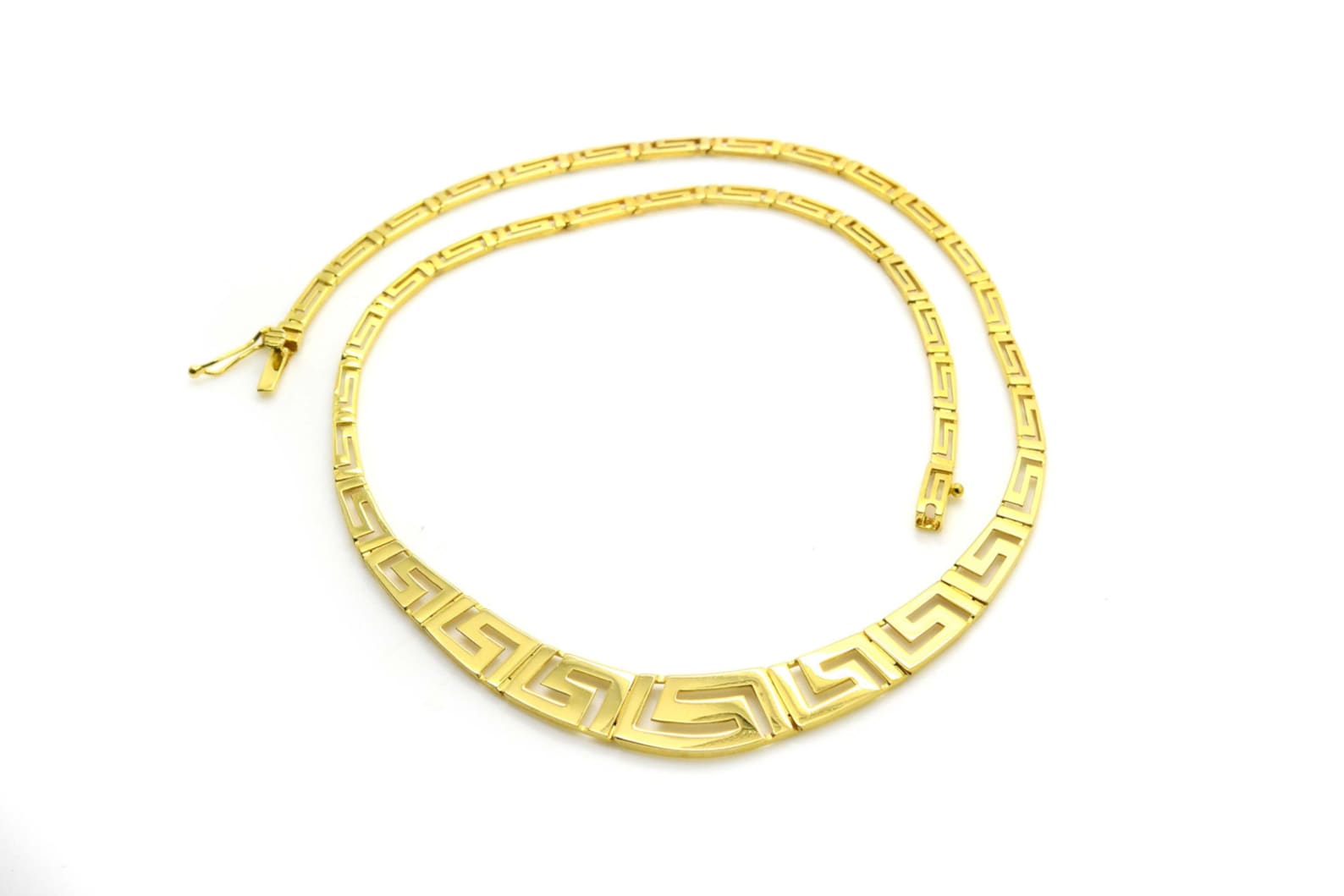 Greek Key Gold Necklace, 14K Solid Gold Necklace, Greek Meander ...