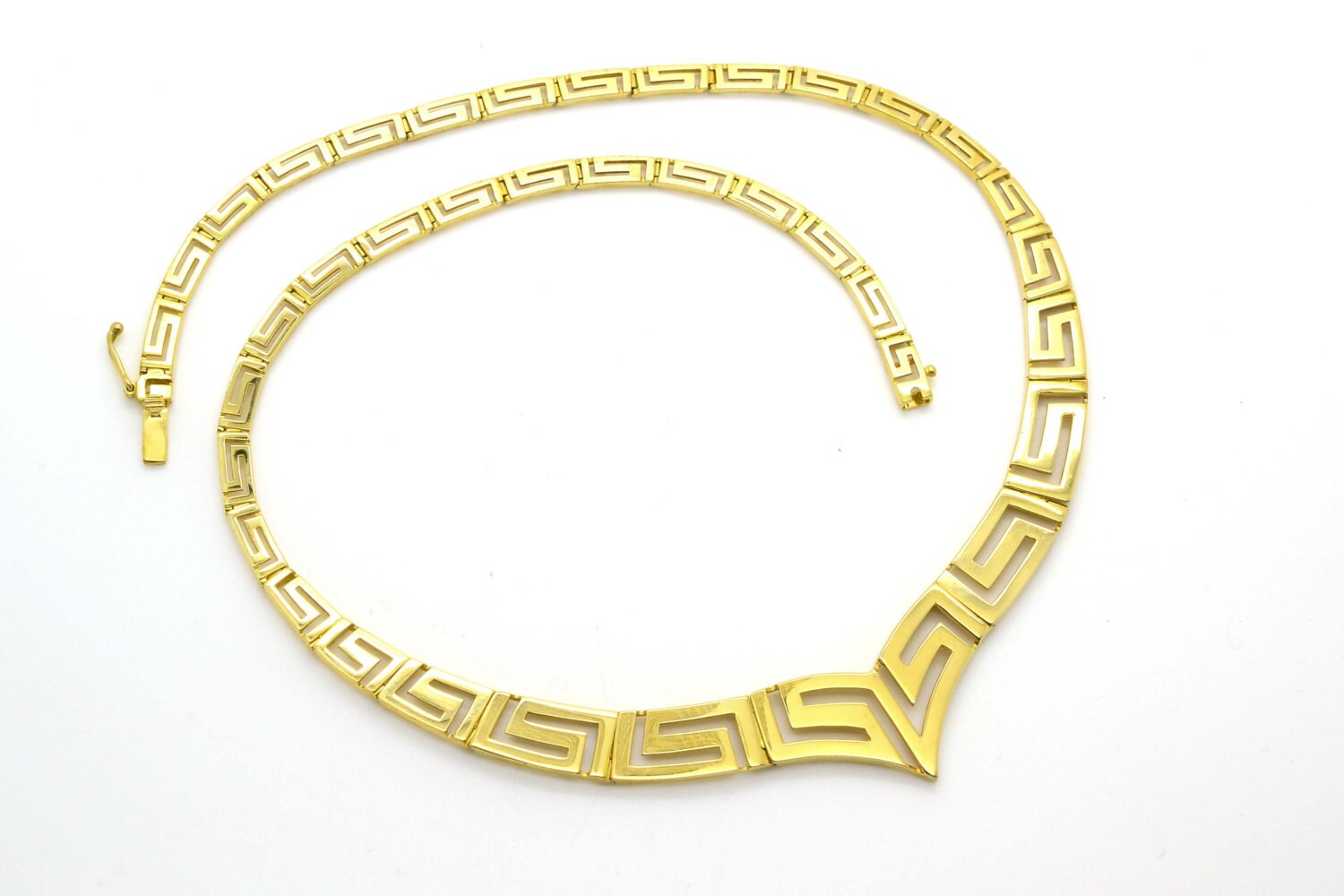 Greek Key Gold Necklace, 14K Solid Gold Necklace, Greek Meander ...