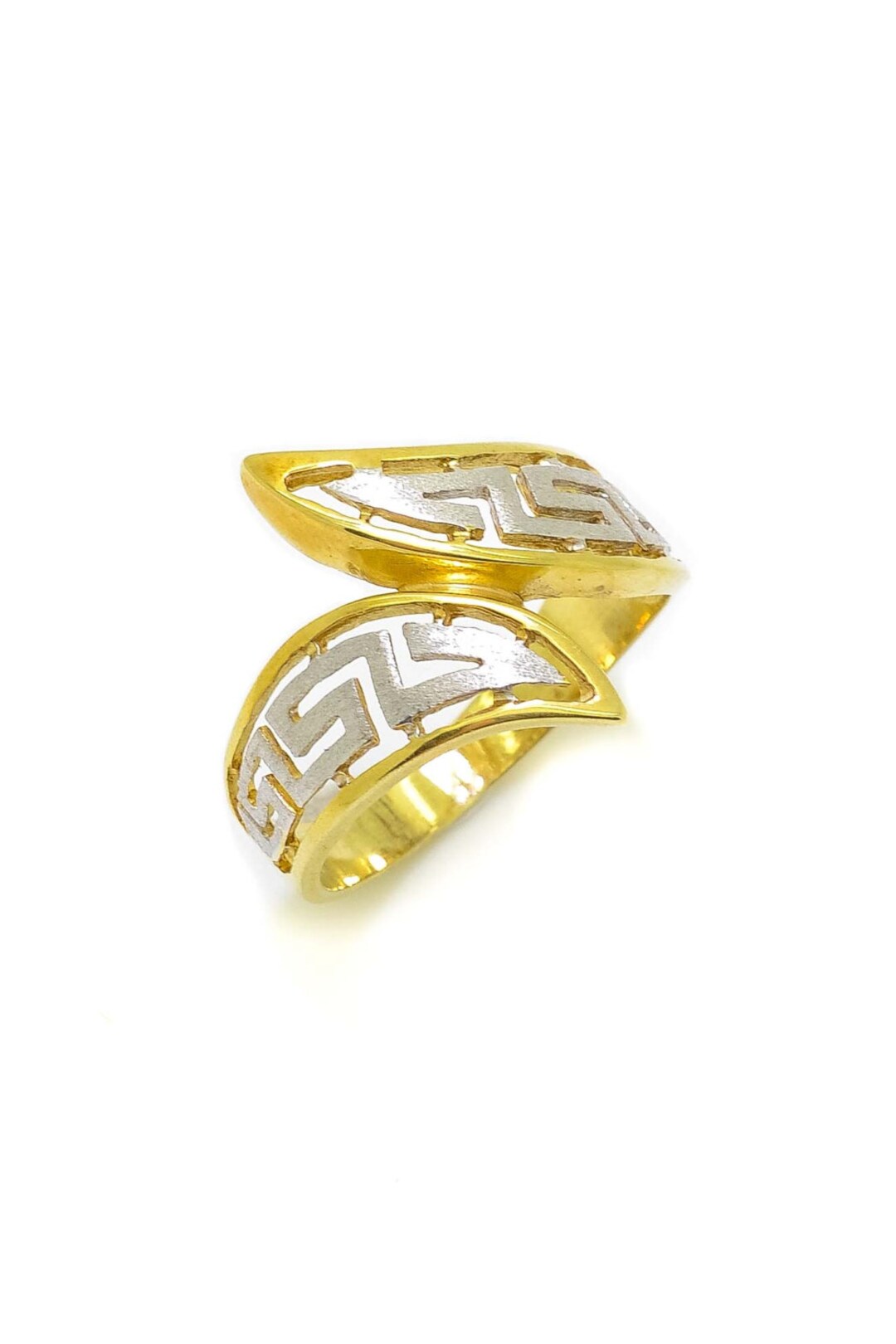Greek Meander Gold Ring, Offset Ring, Solid Gold Ring, Greek Key Ring ...