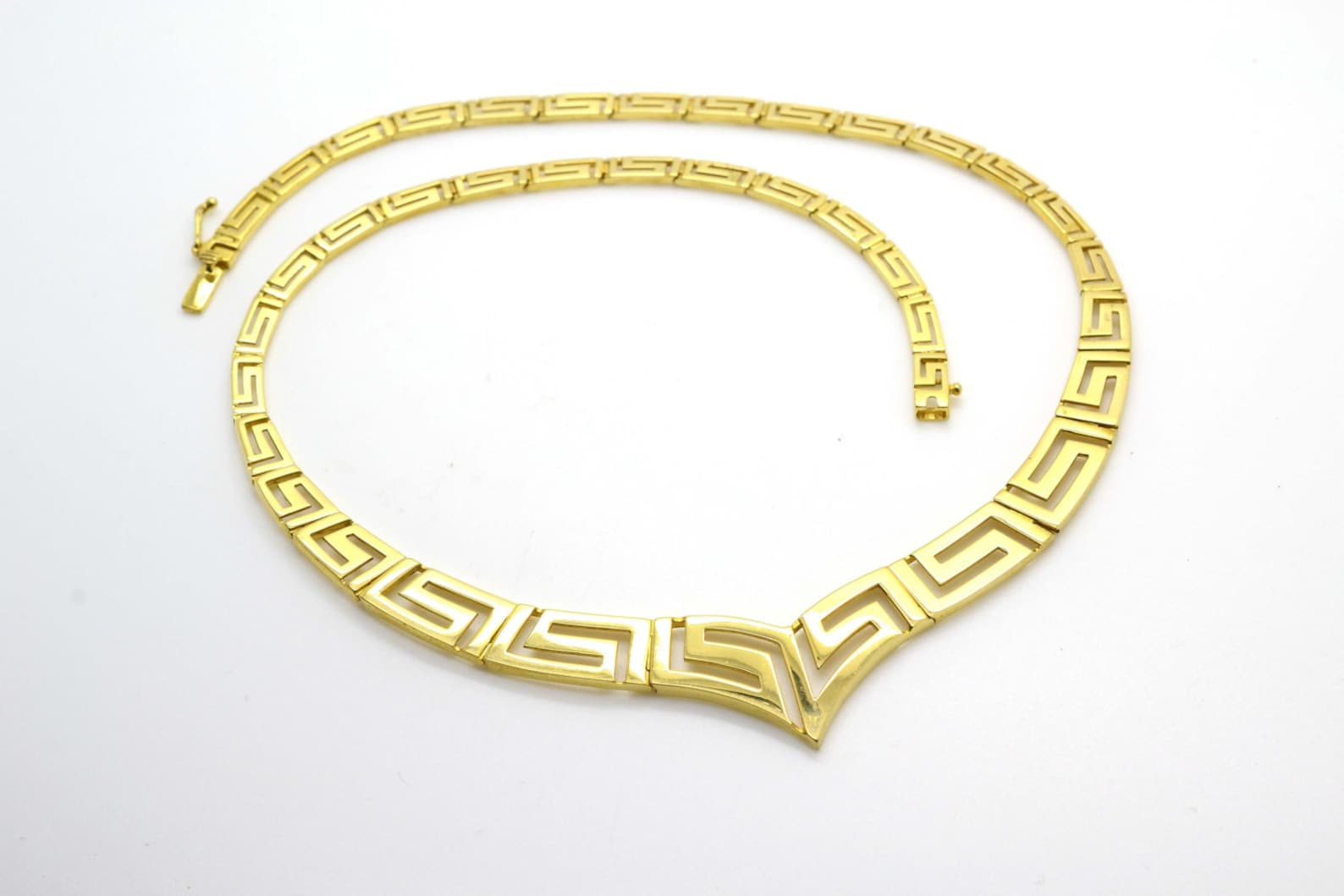 Greek Key Gold Necklace, 14K Solid Gold Necklace, Greek Meander ...