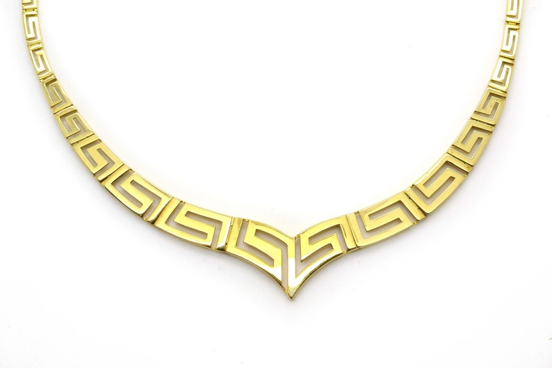 Greek Key Gold Necklace, 14K Solid Gold Necklace, Greek Meander ...