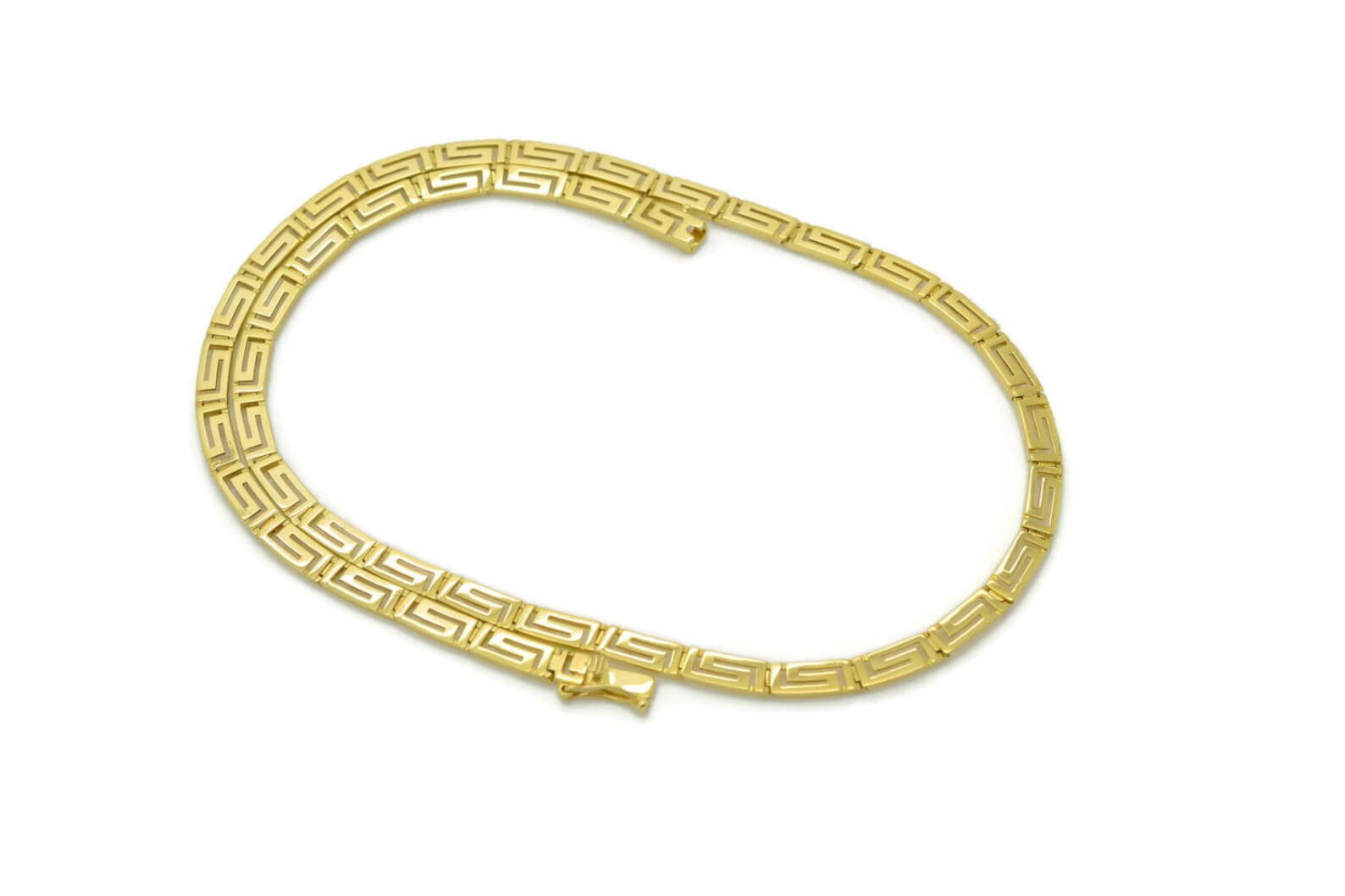 Greek Meander Necklace Gold , 14K Solid Gold Necklace, Greek Key ...