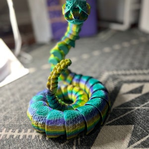3D Printed Rattlesnake, Fully Articulated, Realistic Jaw Motion and ...
