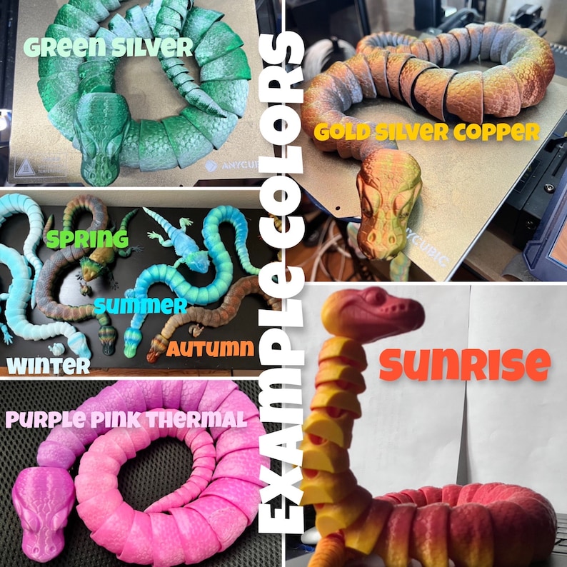 Articulated Ball Python Snakes 3D Printed Fidget Toy Made - Etsy