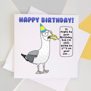 Funny Seagull Birthday Card | Beach-themed Birthday Card | Seagull Poo ...