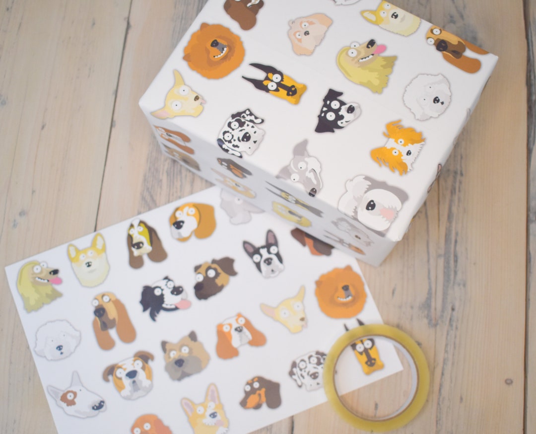 Fun Dog Wrapping Paper, Dog Faces Gift Wrap, Cute Dog Gift Wrapping ...