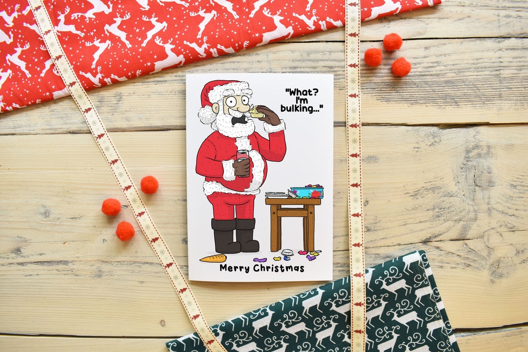 Fitness Christmas Card, Christmas Gym Card, Winter Bulk, Bodybuilder ...