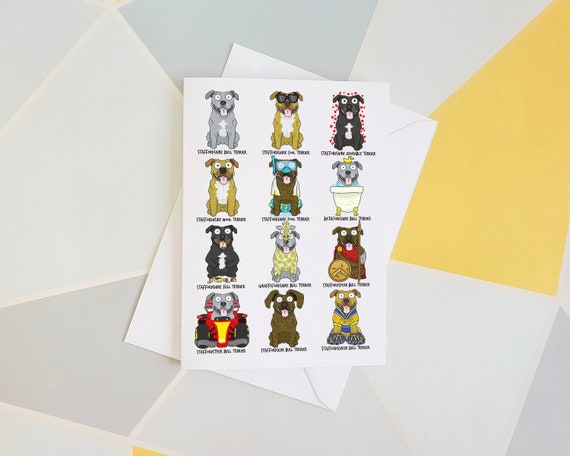 Staffordshire Bull Terrier Card Staffordshire Bull Terrier | Etsy
