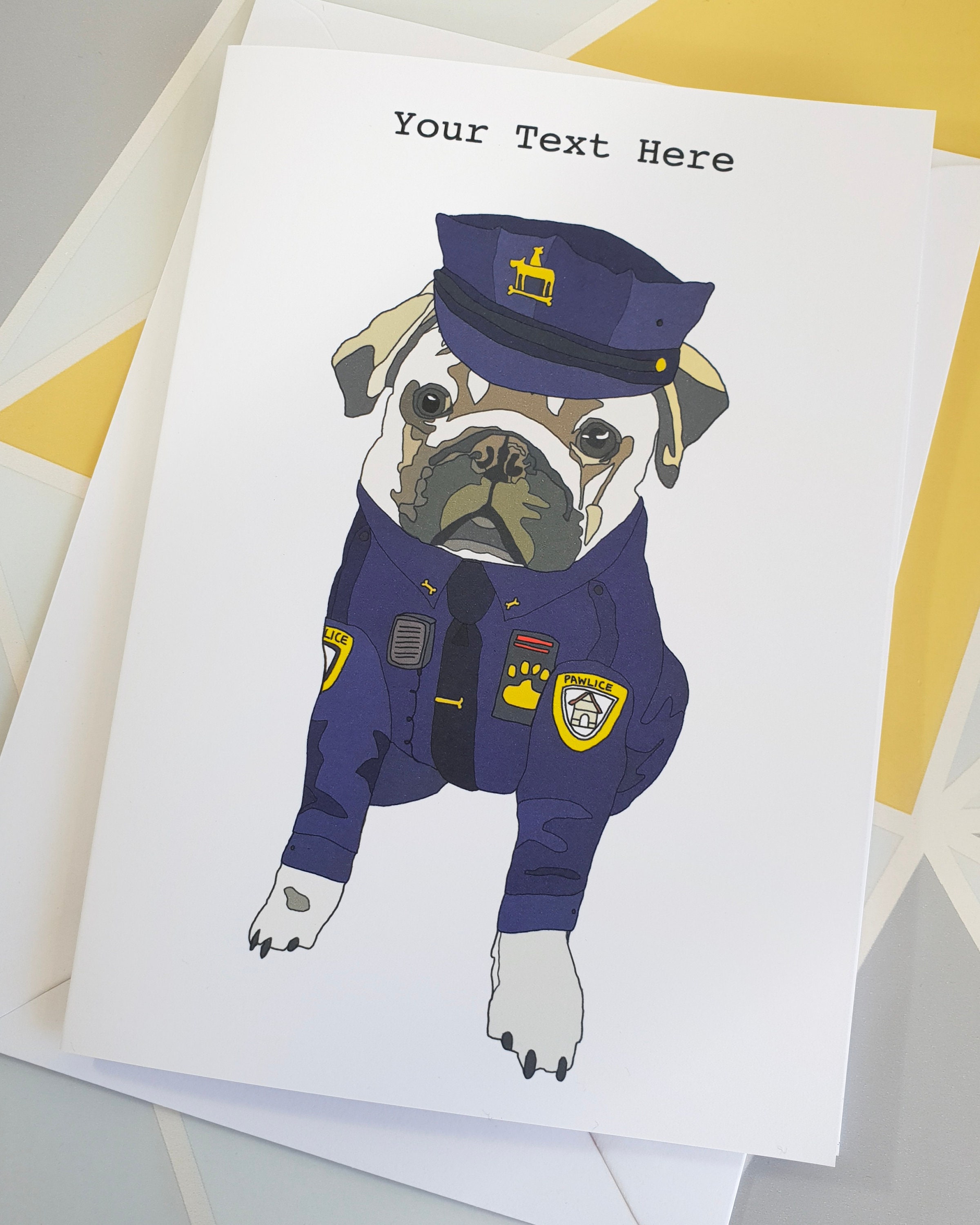 Police Officer Pug Birthday Card Police Retirement Card | Etsy