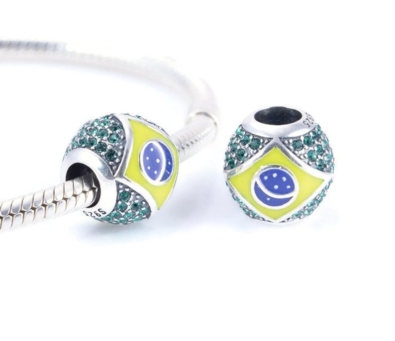 Brazil Flag Charm Silver Jewellery Beads Brazil Charms for | Etsy