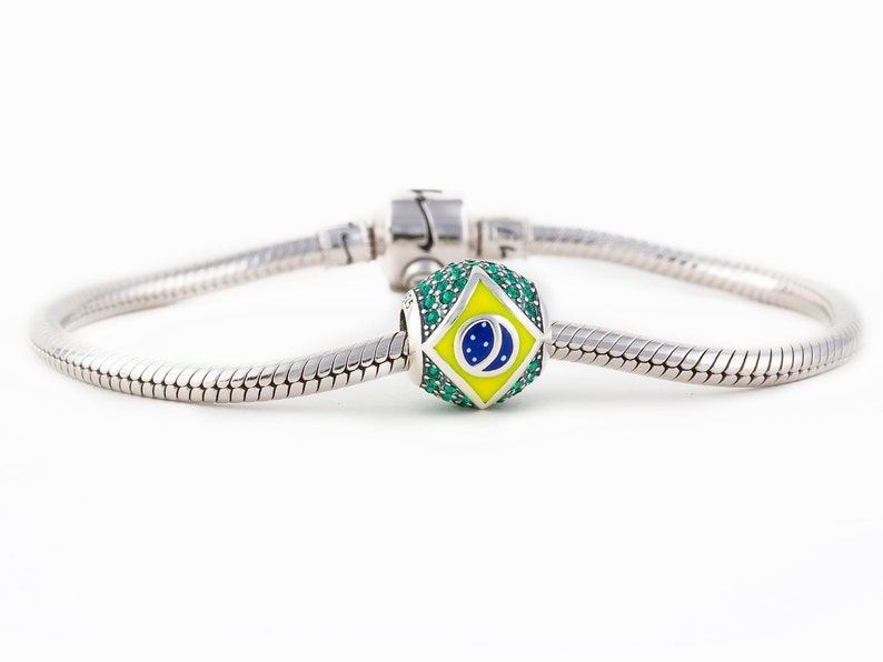 Brazil Flag Charm Silver Jewellery Beads Brazil Charms for - Etsy