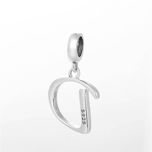 Initial Letter D Dangling Pendant Charm in 925 Sterling Silver - Etsy UK