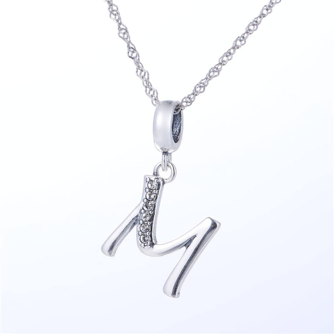 Letter M Initial Pendant Charm 925 Sterling Silver | Etsy