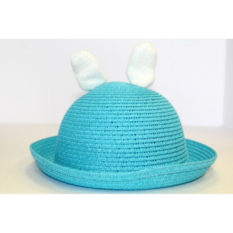 Straw Bowler Hat Bunny Rabbit Kid Unisex Boy Girl Blue | Etsy