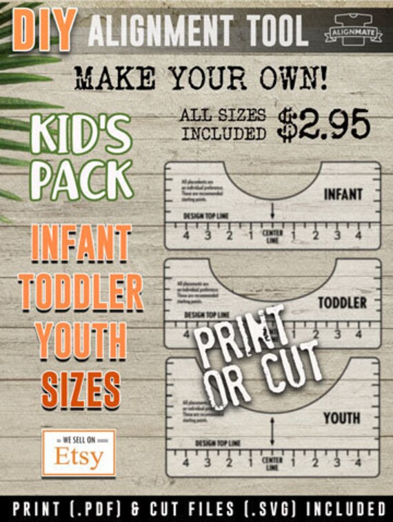 Shirt Alignment Tool KID'S Pack Instant Download: DIY | Etsy