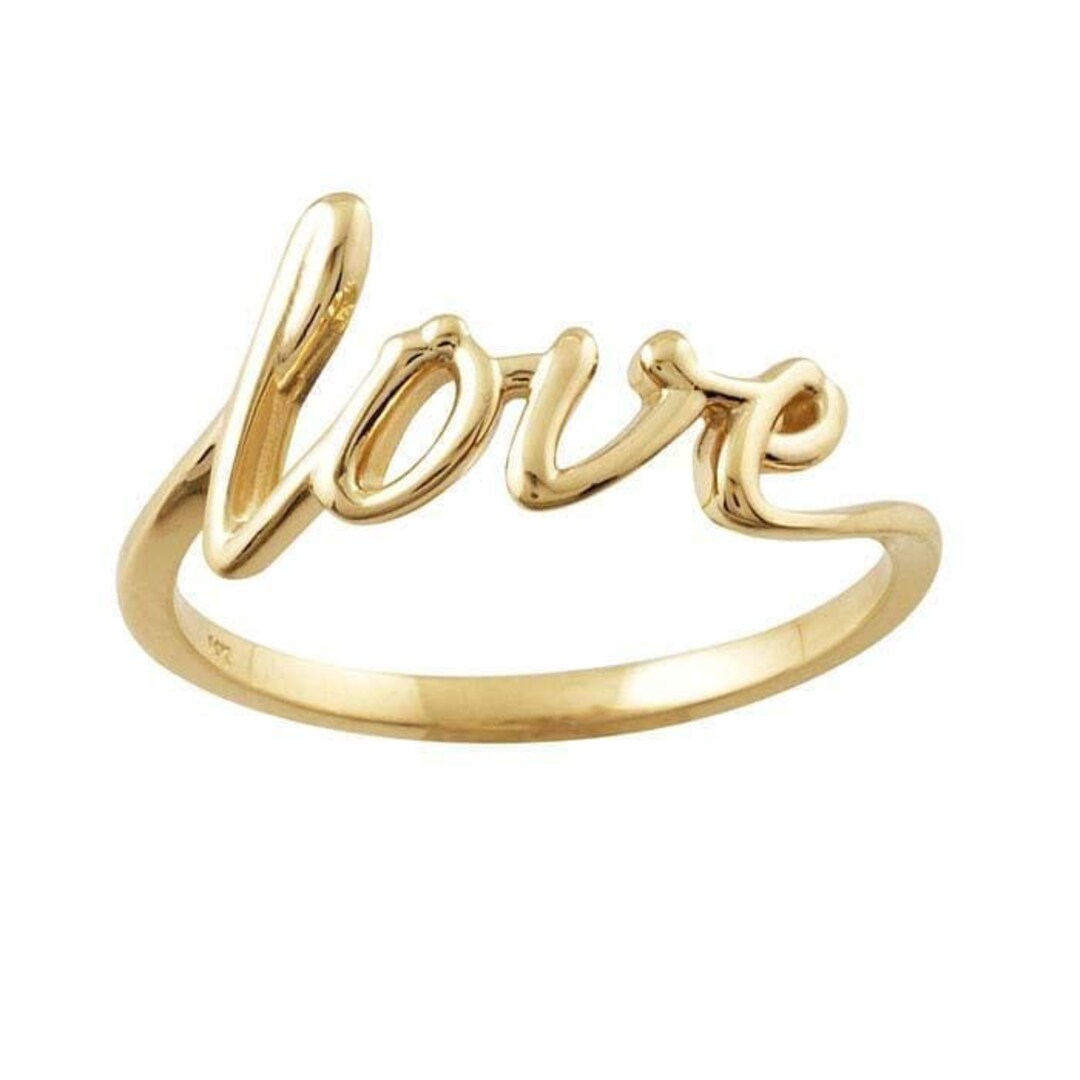 14K Yellow Gold Love Handwritted Ring LOVE Ring 14K Gold - Etsy
