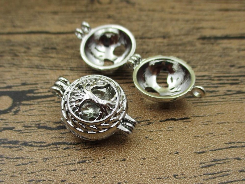 2 Tree Charms Cage Pendants for 10mm Round Pearlsantique - Etsy