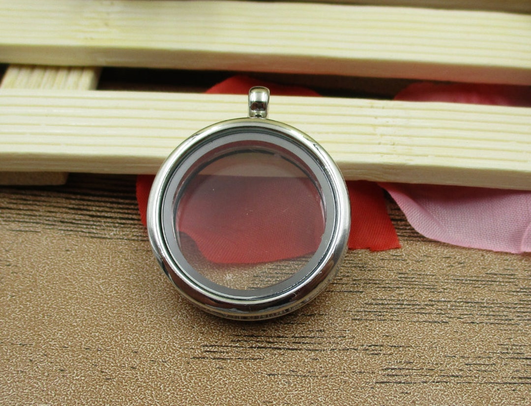 1 Round Glass Floating Locket Pendant,openable Pendant,memory Lockets ...