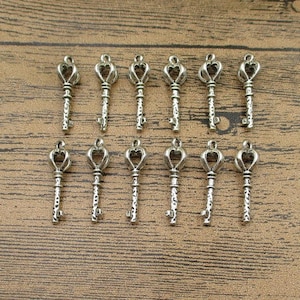 20 Key Charms Antique Silver Tone 3D Charms-rs574 - Etsy