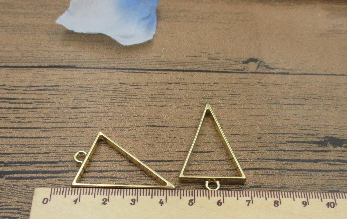 2 Triangular Shape Bezel Pendants,locket Frame,gold Color-ts235 - Etsy