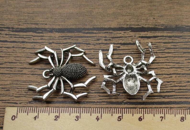 6 Big Spider Charms antique Silver Tone-rs880 - Etsy