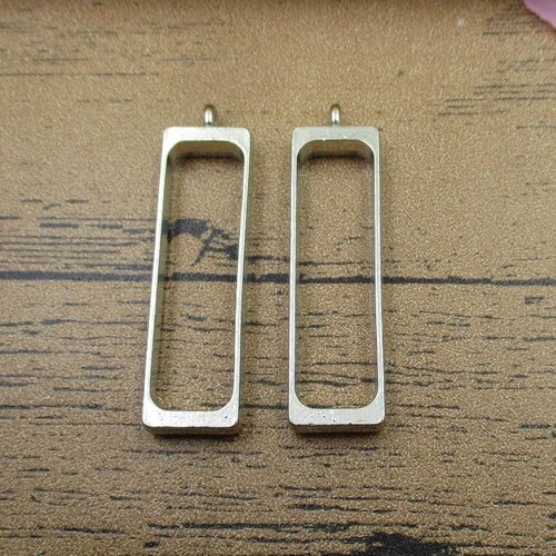 2 Slender Rectangle Open Bezel Pendants-10x35mmlocket | Etsy