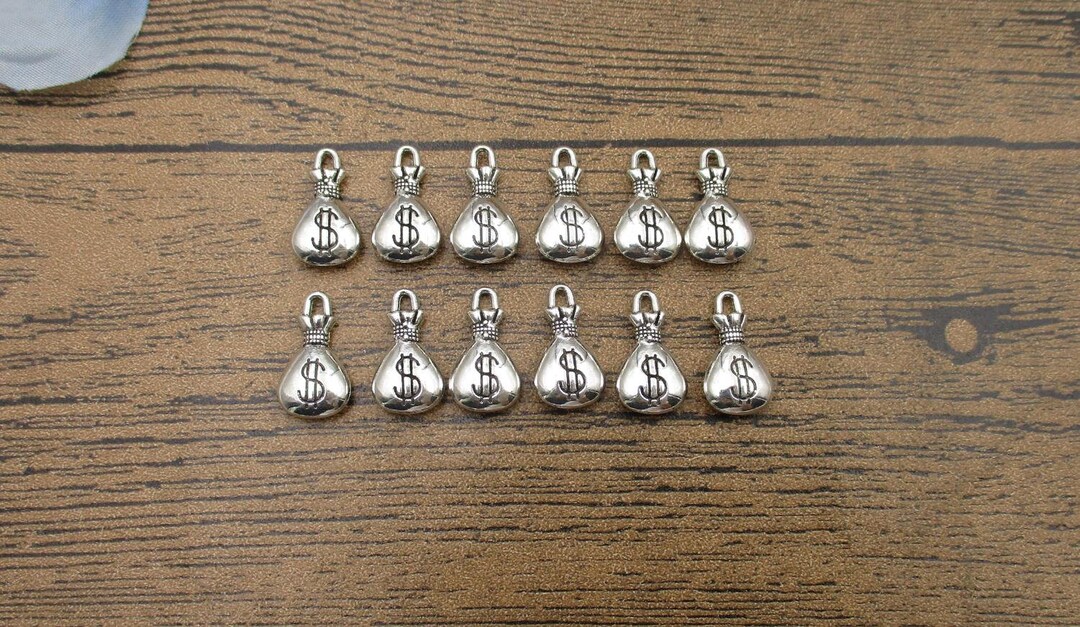 20 Money Bag Charms, Antique Silver Tone 3D Double Sided-rs1165 - Etsy