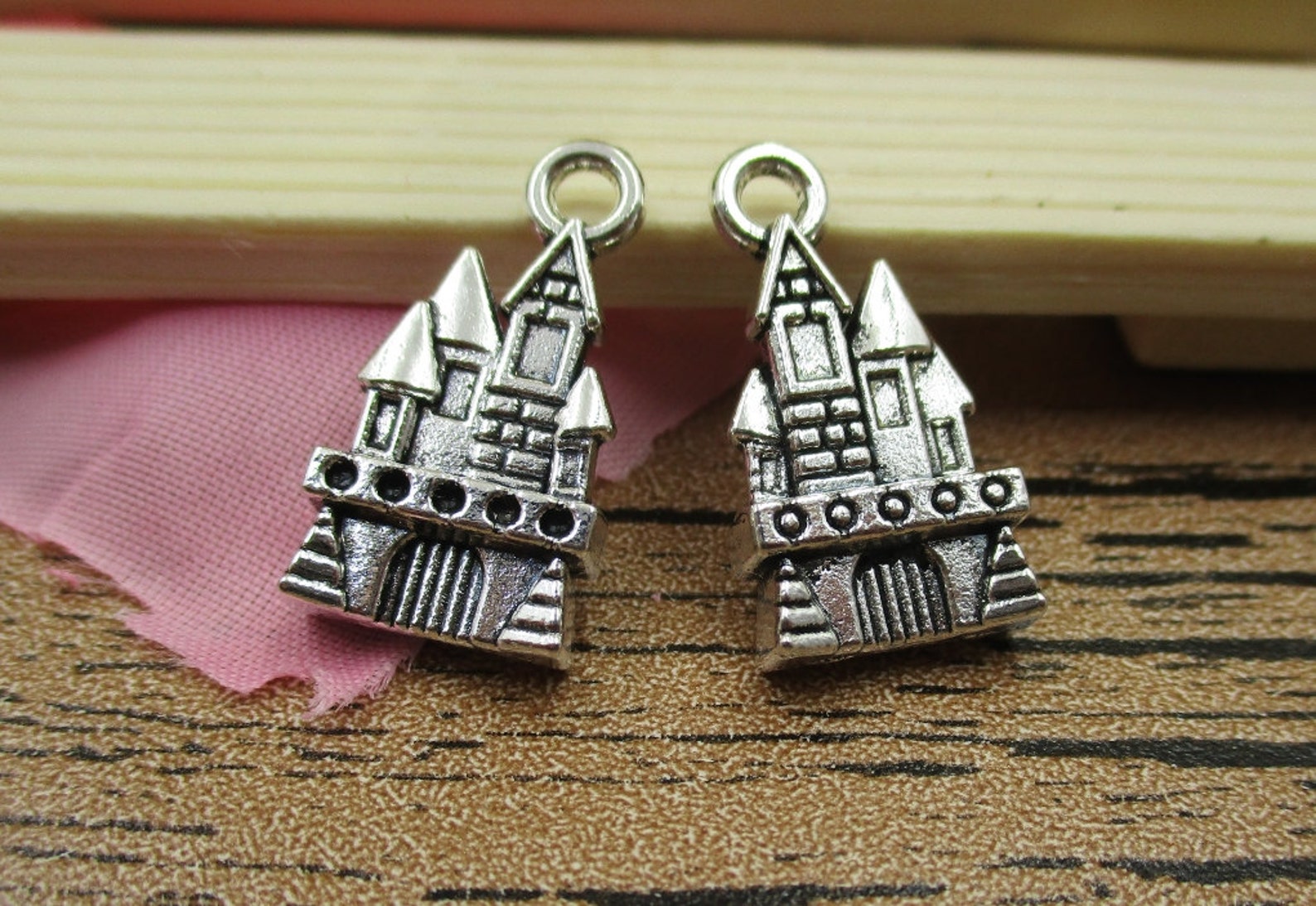 20 Castle Charms Antique Silver Tonedouble Sided-rs193 - Etsy