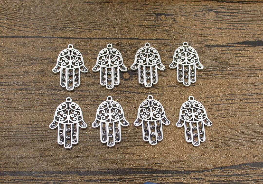 8 Fatima Hand Charms,antique Silver Tone,double Sided-rs1331 - Etsy