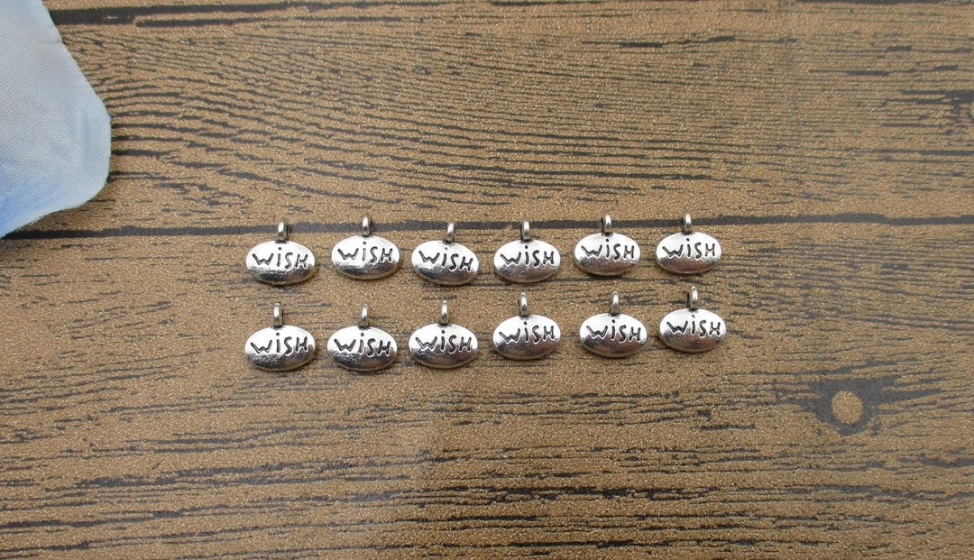 30 Wish Charms,antique Silver Tone,double Sided,3d Charms,tag With ...