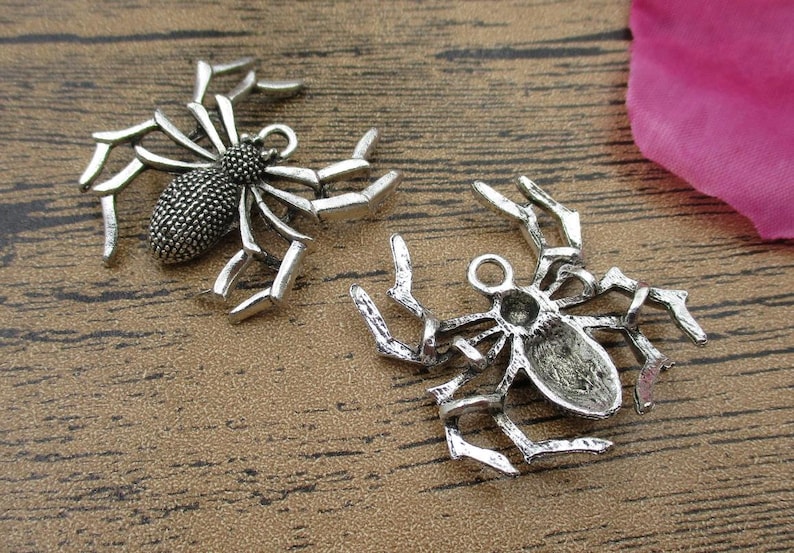 6 Big Spider Charms antique Silver Tone-rs880 - Etsy
