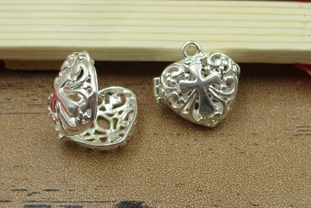 2 Cage Locketfiligree Cage Pendantbright Silver Tone-ts020 | Etsy