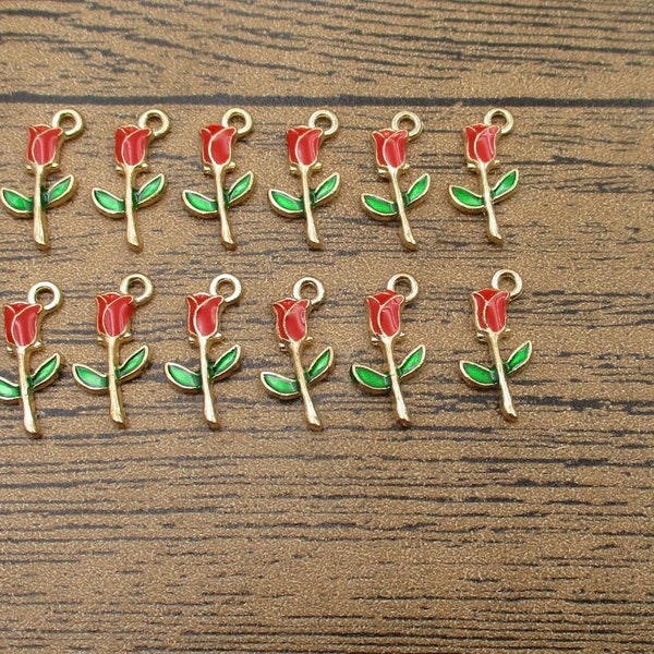 Red Rose Charm - Etsy