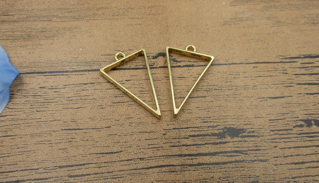 2 Triangular Shape Bezel Pendants,locket Frame,gold Color-ts235 - Etsy