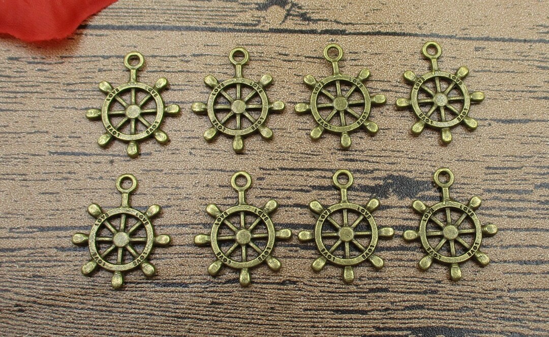 20 Rudder Charms ,antique Bronze Tone,double Sided With Love Letters ...