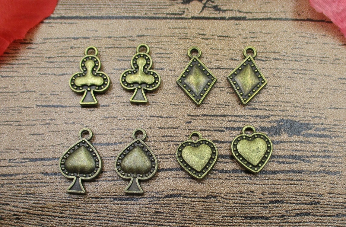 12 dijes de juego de poker antiguo tono bronce doble cara | Etsy