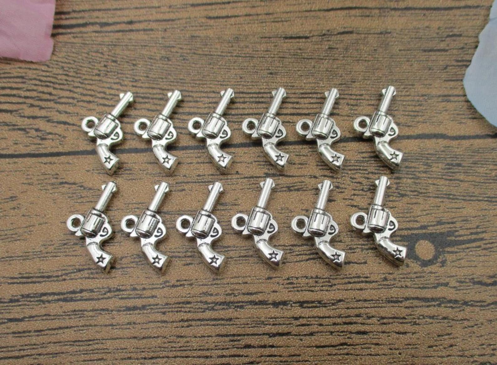 20 Gun Charms Antique Silver Tone Double Sided-RS758 | Etsy