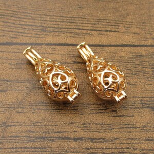 2 Filigree Cage Locket Pendant,metal Hollowed,kc Gold Color-ts023 - Etsy