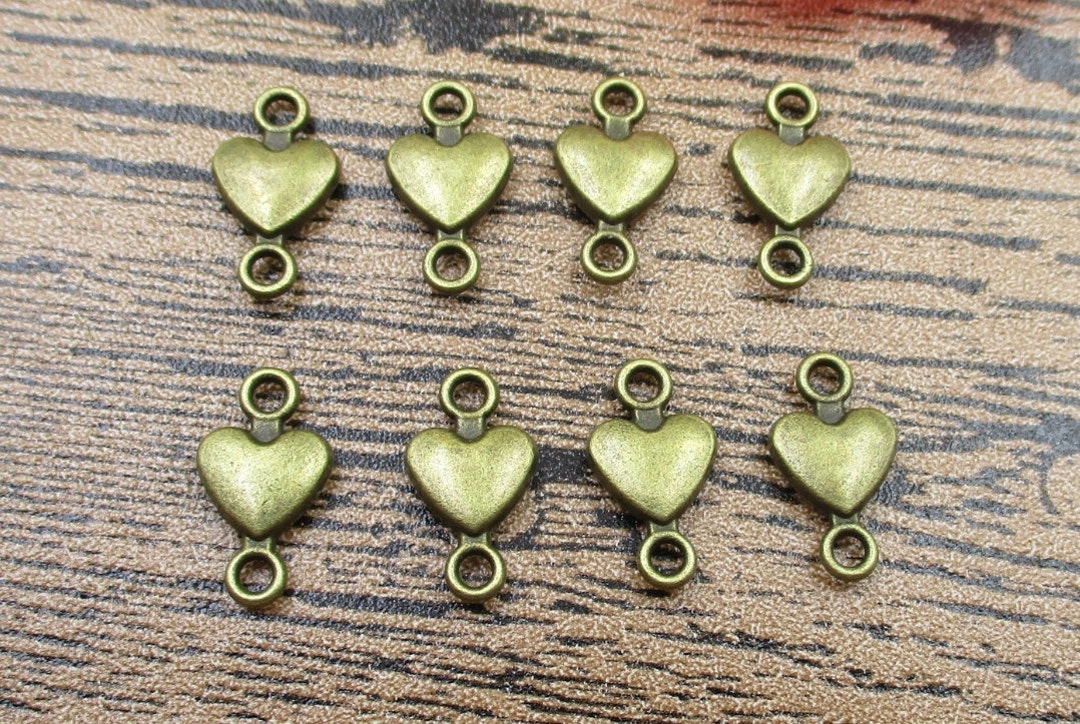 50 Heart Charms,love Connector, Antique Bronze Tone,double Sided -RS007 ...