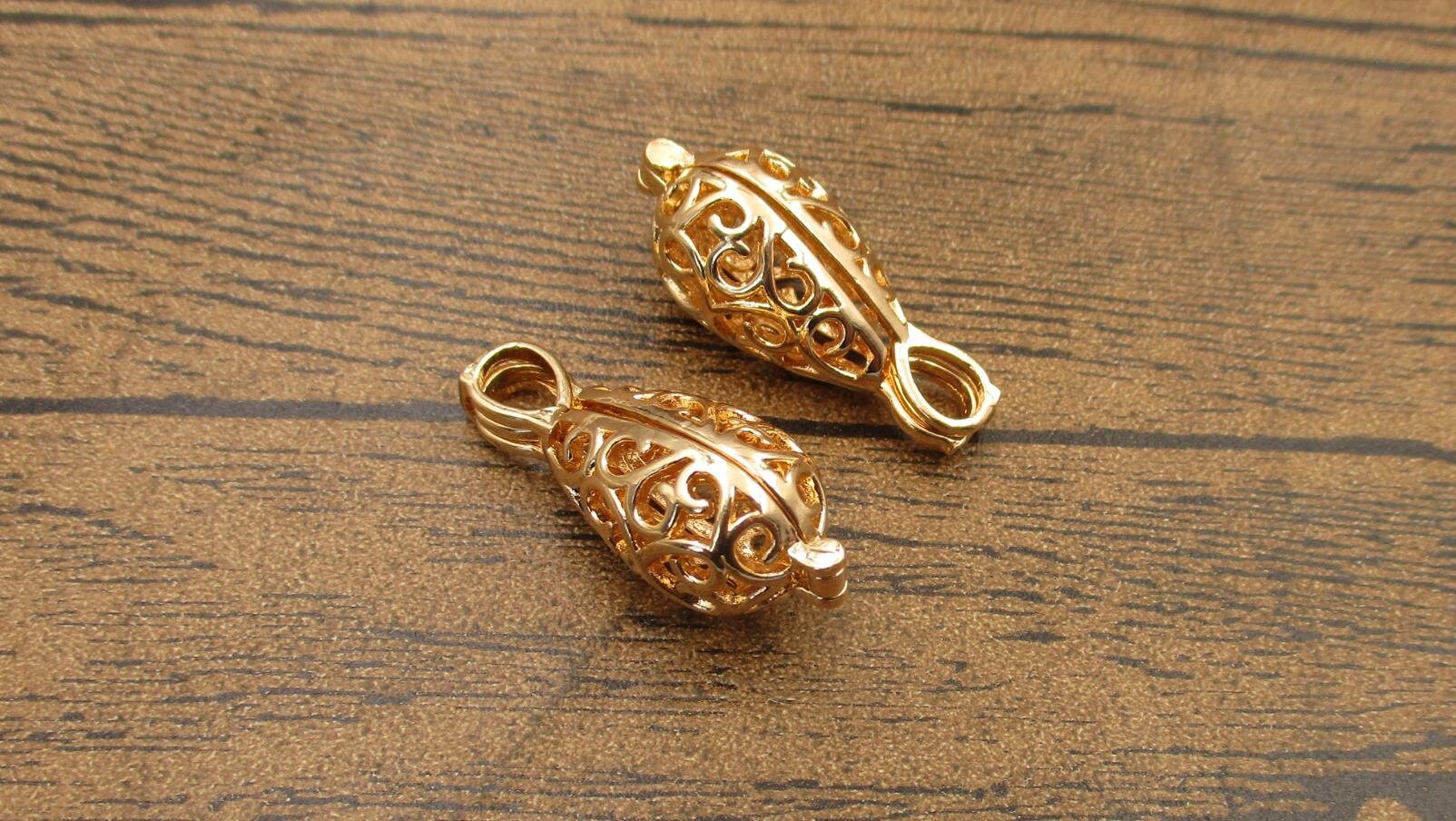 2 Filigree Cage Locket Pendantmetal Hollowedkc Gold - Etsy