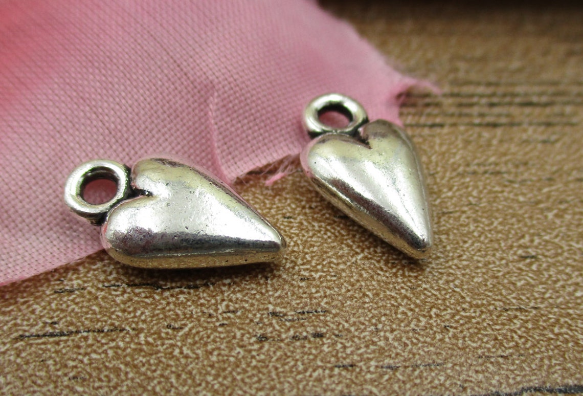 50 Heart Charmslove Pendantantique Silver Tone3d - Etsy