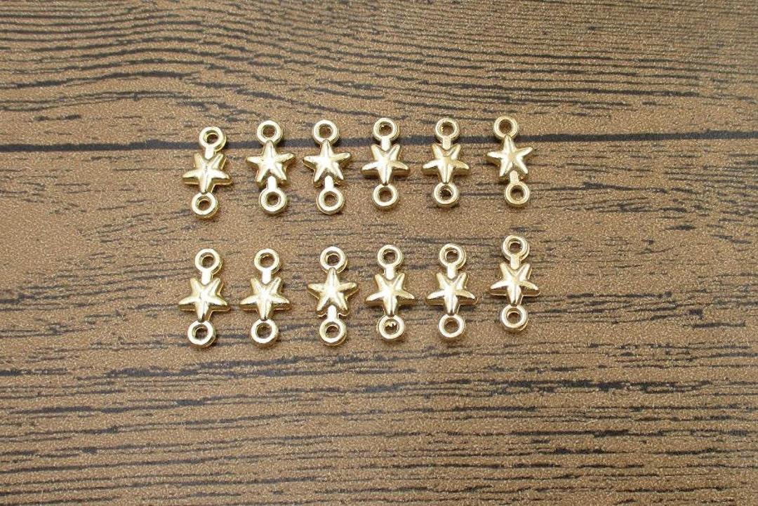 50 Little Star Connector Charms,kc Gold Color,double Sided-rs166 - Etsy