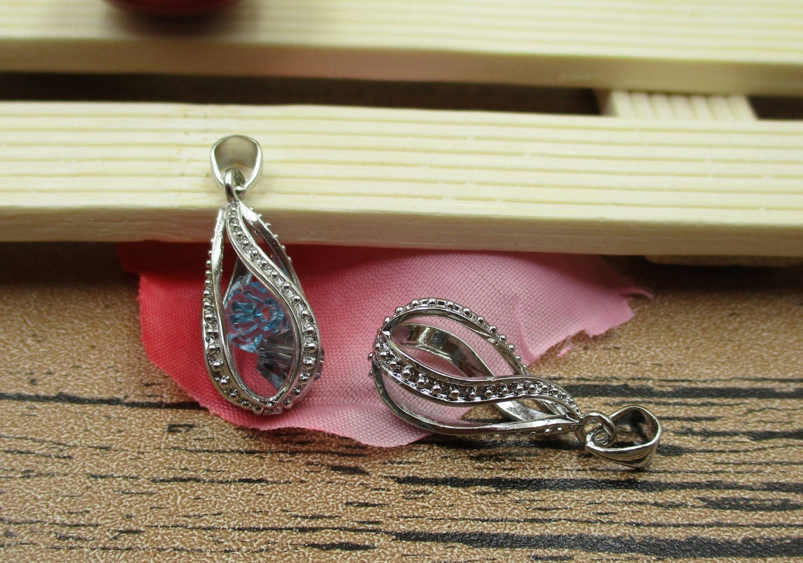 2 Cage Locket Pendantcage for 8mm Beadantique Silver - Etsy