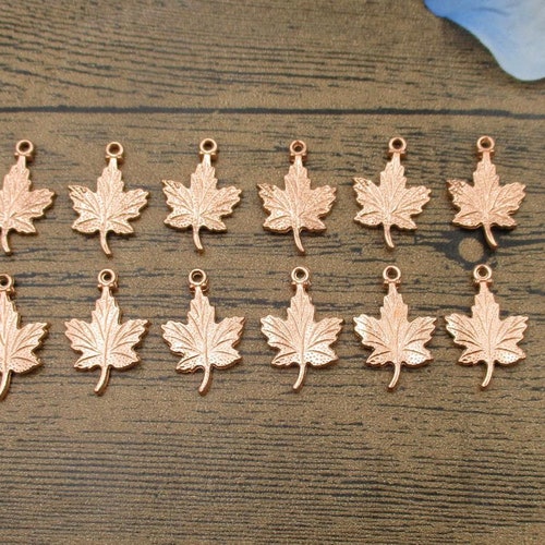 12 Maple Leaf Charms Rose Gold Color-rs970 - Etsy