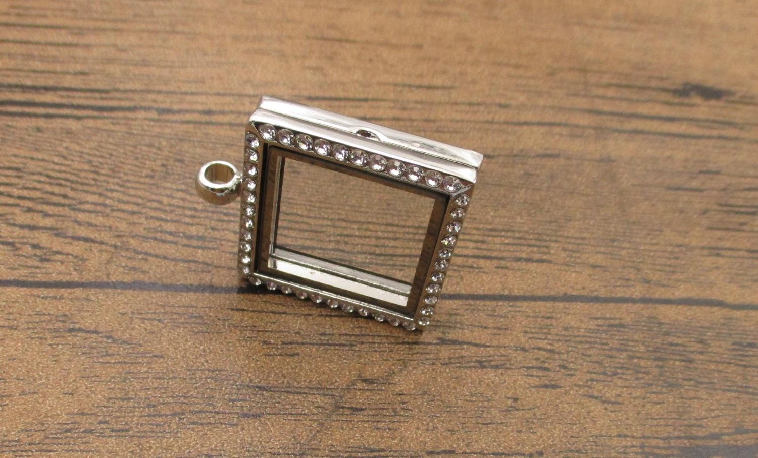 1 Square Glass Floating Locket Pendant With | Etsy