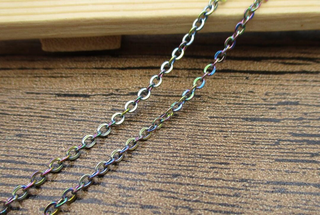 2 Finished Stainless Steel Chains-2x2mm,rainbow Color-cs052 - Etsy