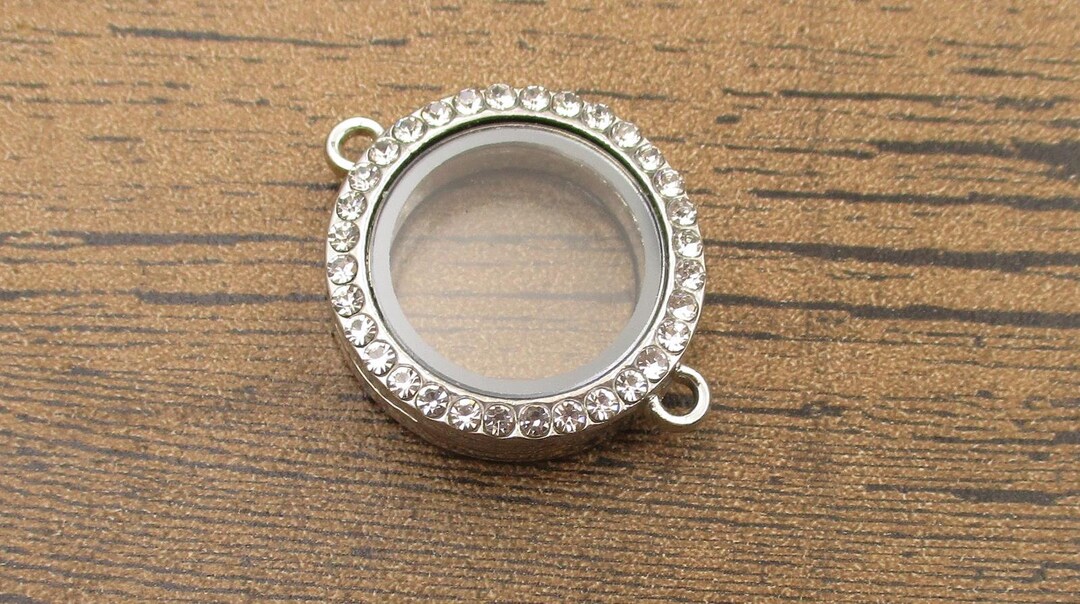 1 Round Glass Floating Locket,openable Pendant,memory Locket Connector ...